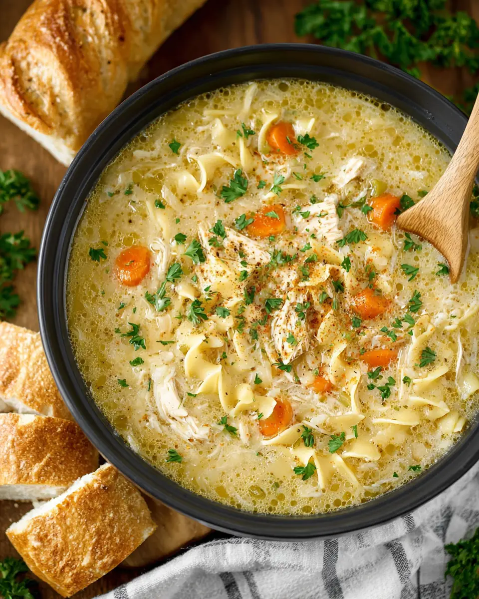 Crockpot Creamy Chicken Noodle Soup • Adrian Recipes